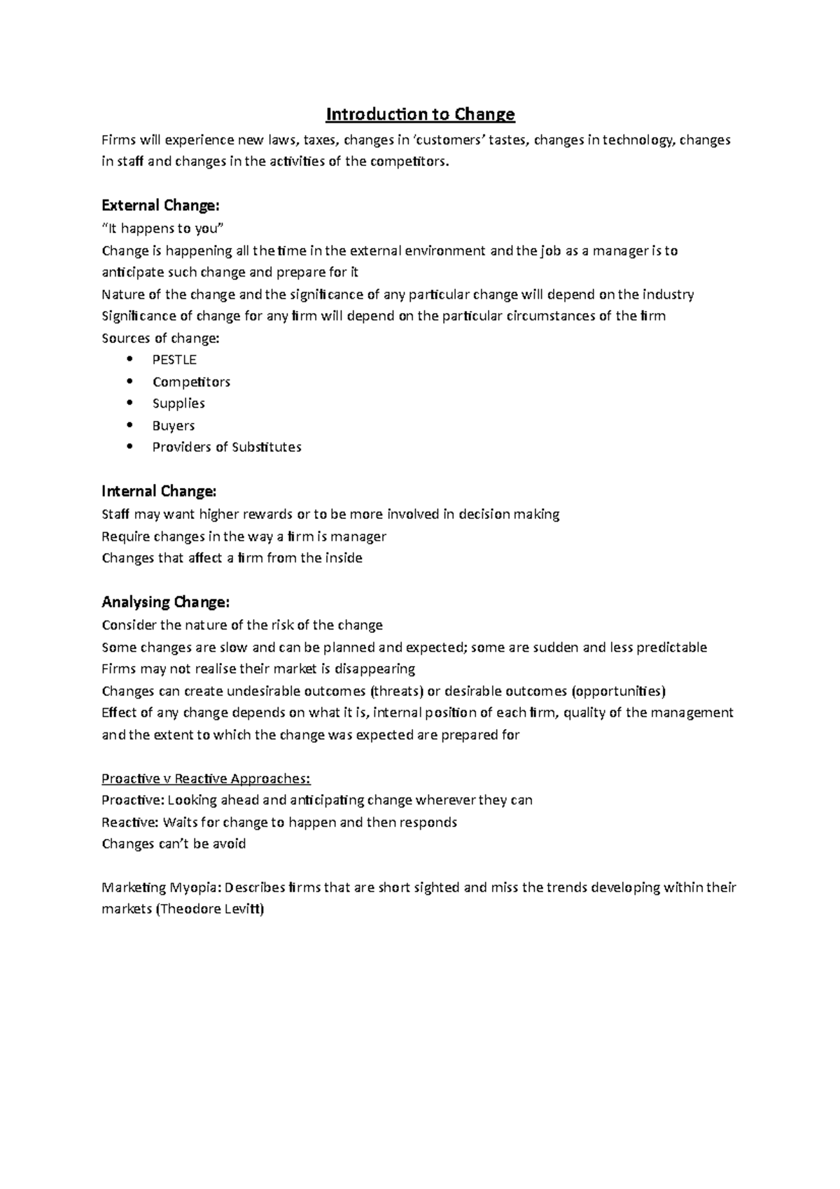 Managing Change in business - Introduction to Change Firms will ...