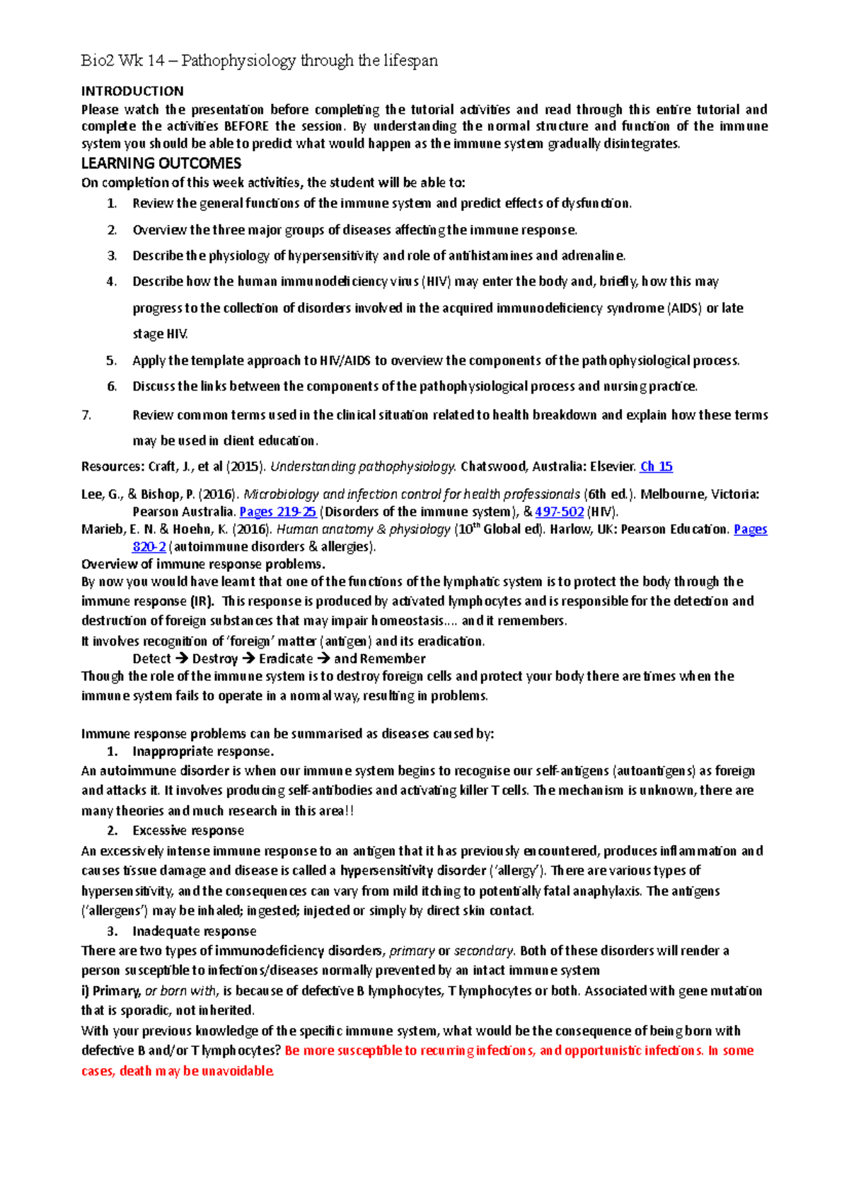 Bioscience 2 week 11 notes - INTRODUCTION Please watch the presentation ...