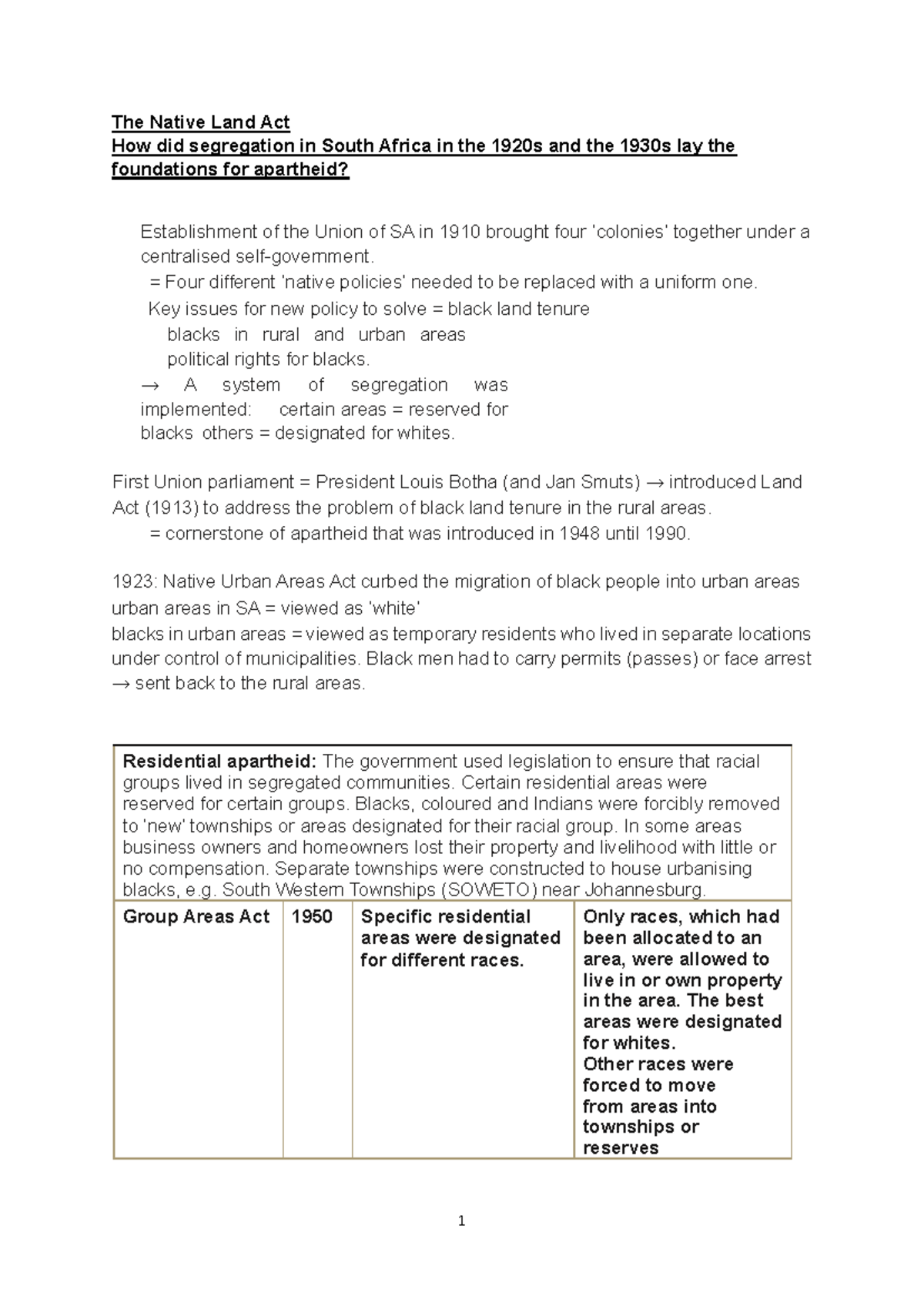 Native land act - Useful - The Native Land Act How did segregation in ...
