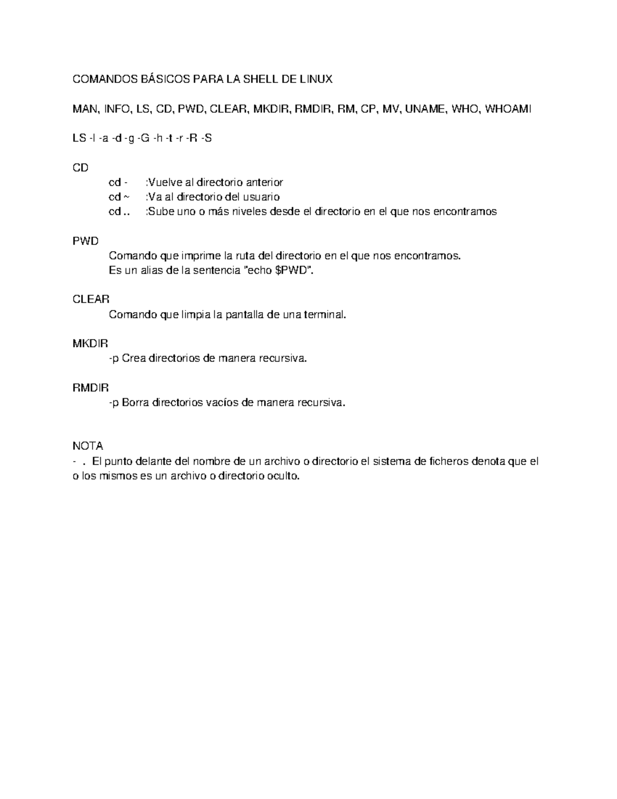 Comandos Básicos PARA LA Shell DE Linux - COMANDOS BÁSICOS PARA LA ...