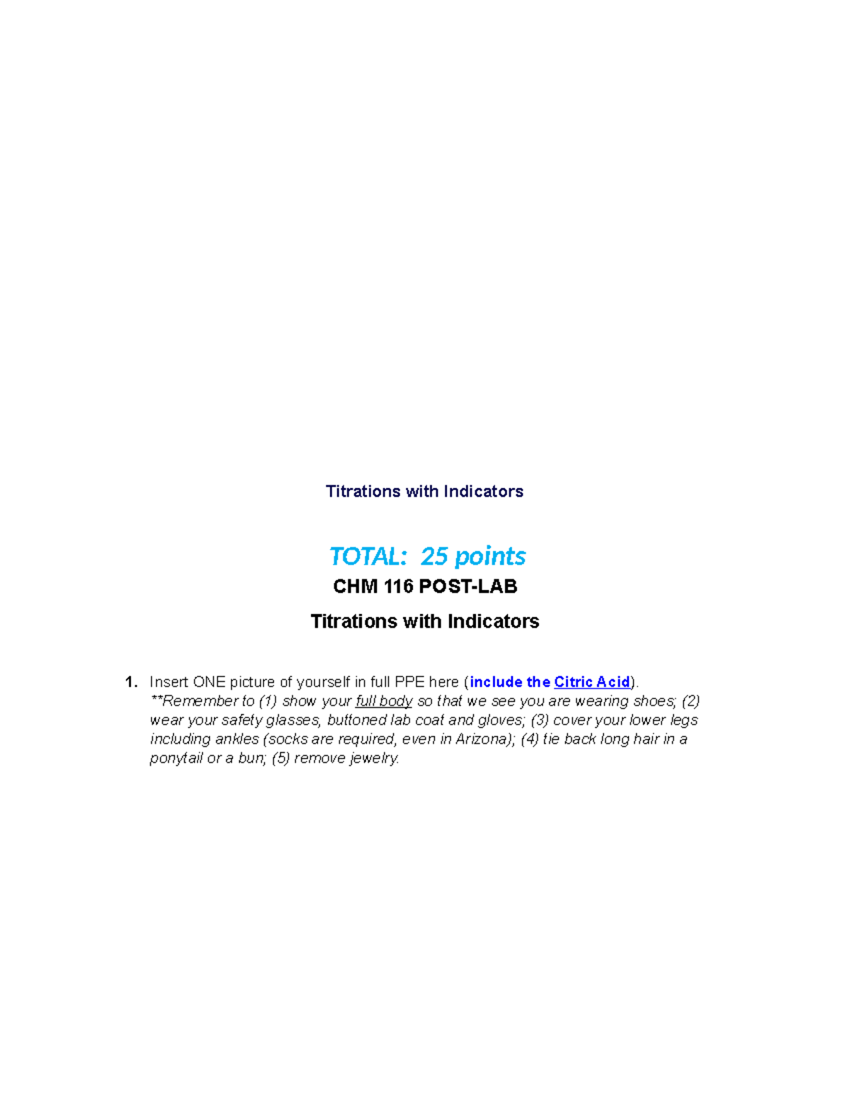 06 Indicators Post Lab Fall23 - Titrations with Indicators TOTAL: 25 ...