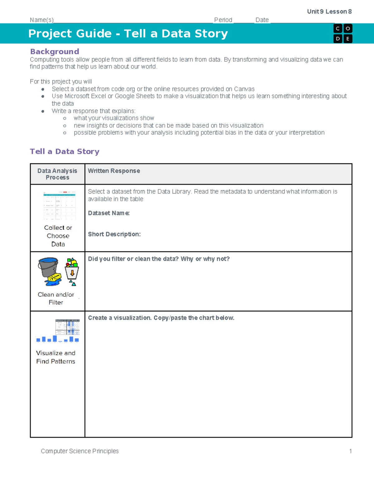 Project Guide - Tell a Data Story-1 - Unit 9 Lesson 8 - Studocu