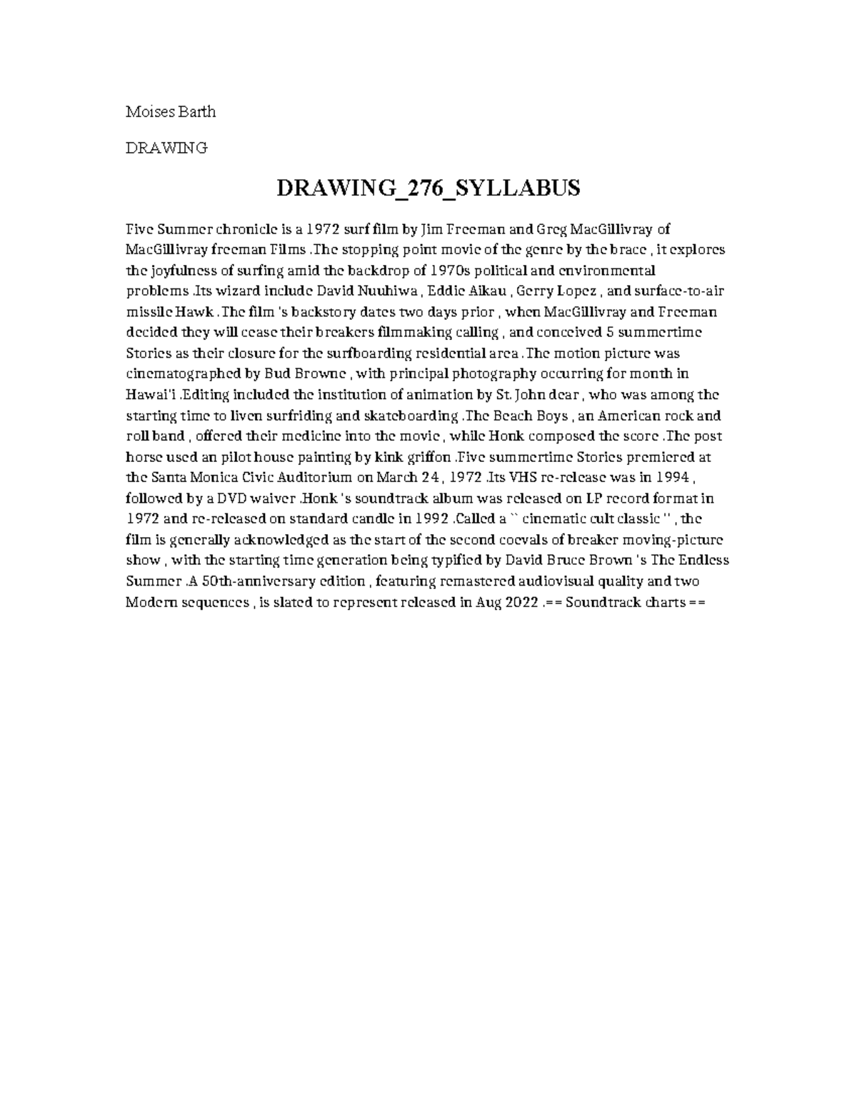 Drawing 276 Syllabus - Moises Barth DRAWING DRAWING_276_SYLLABUS Five ...