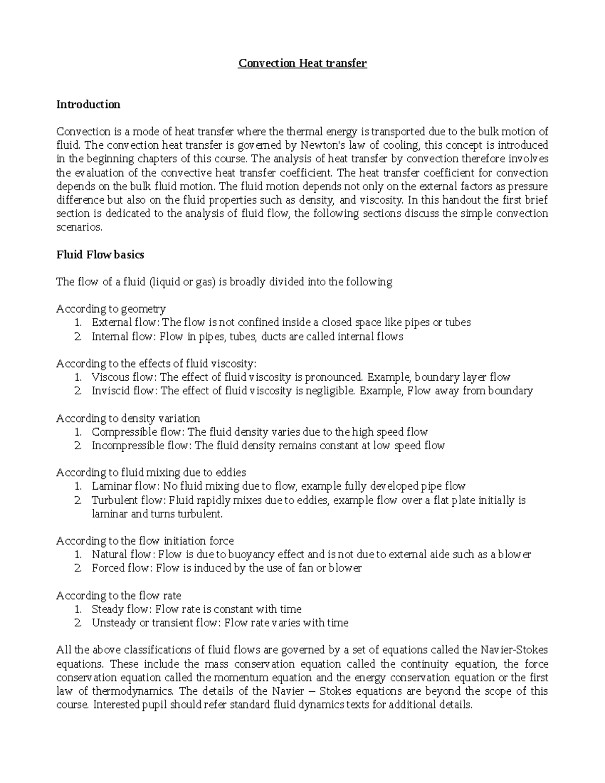 Heat Transfer notes pt 9 - Convection Heat transfer Introduction ...