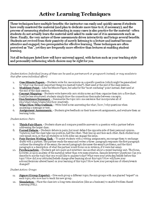 186 Active Learning Tips - Active Learning Techniques These techniques ...