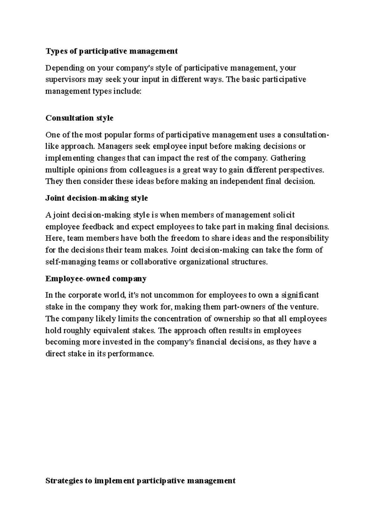 Types of participative management - Types of participative management ...