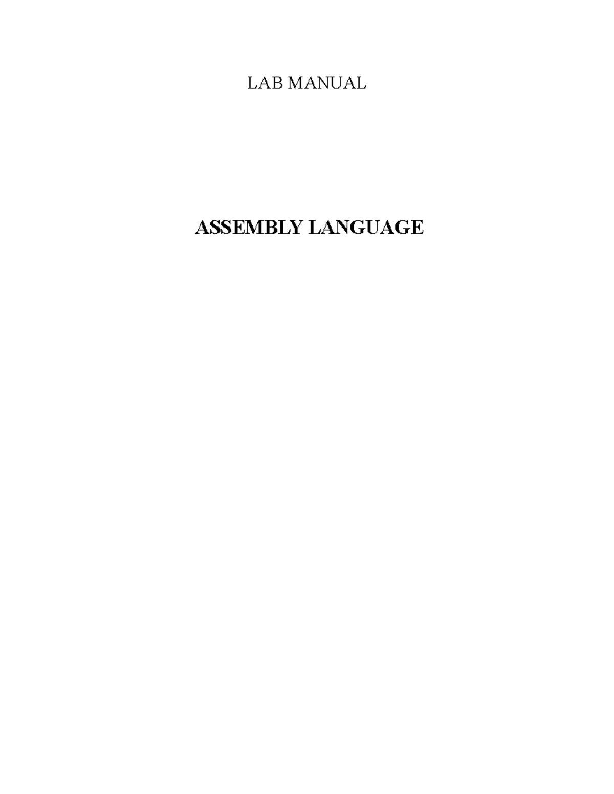 Computer Organization and Assembly language Lab Manual - LAB MANUAL ...