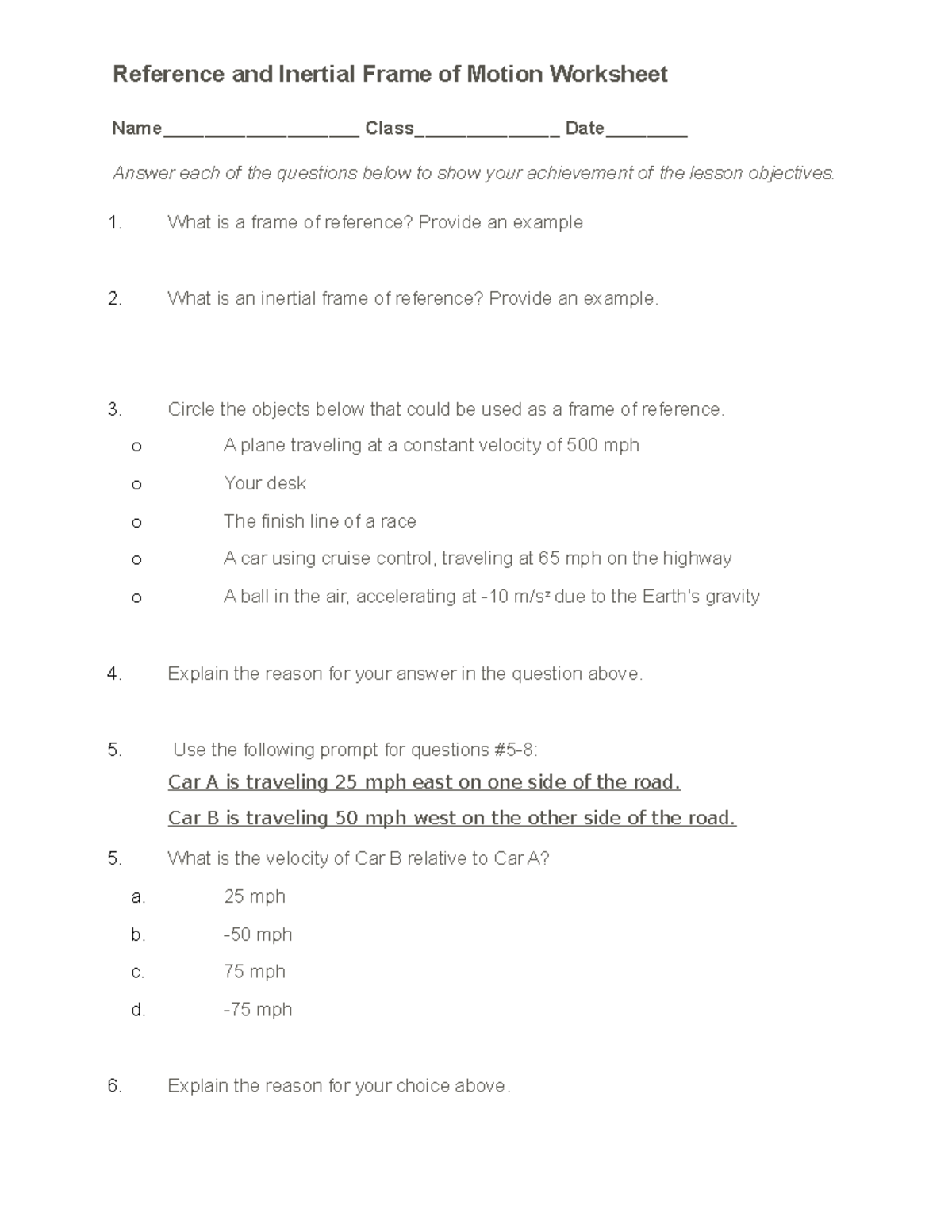 Reference And Inertial Frame Of Motion Ws Reference And Inertial