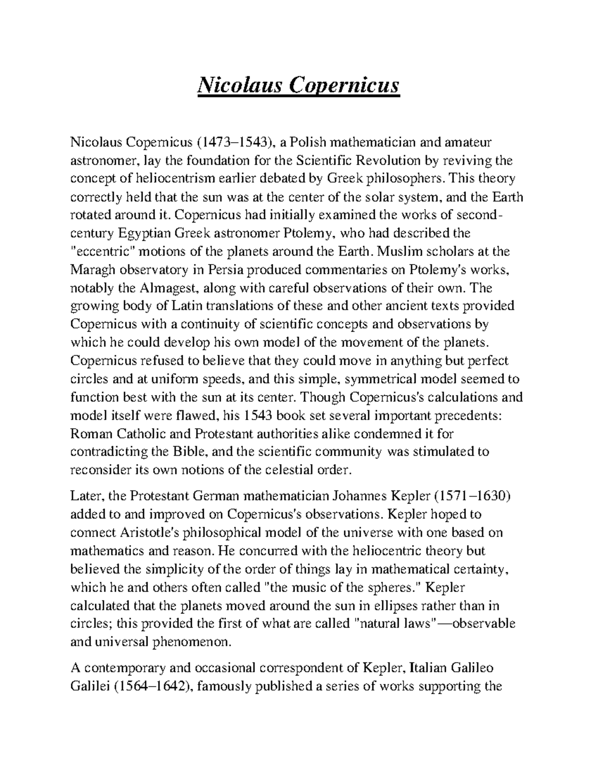 Nicolaus Copernicus - Nicolaus Copernicus Nicolaus Copernicus (1473 3 ...