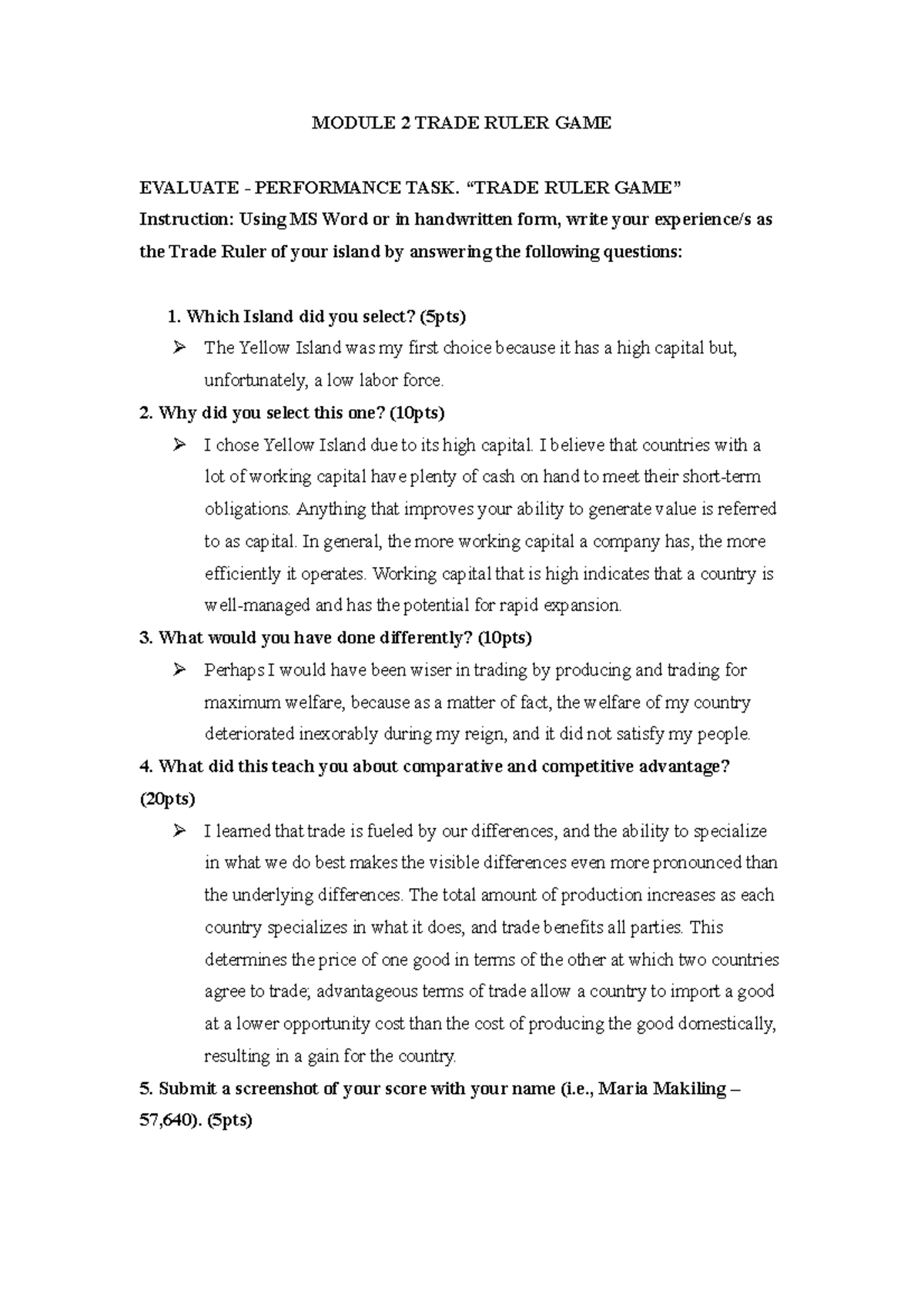 Module 2 Trade Ruler GAME (BSMA 2E Randene Marie Y. Buenafe) - MODULE 2 ...