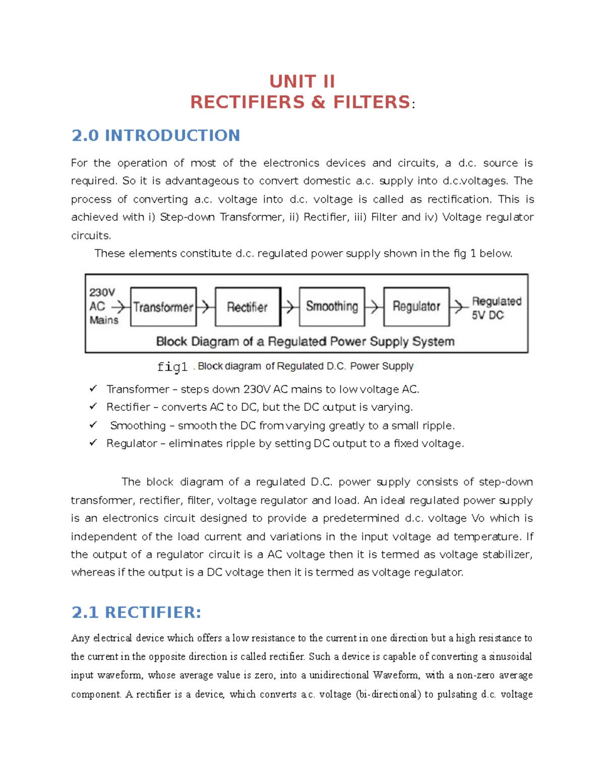 EDC UNIT 2 rectifiers and filters - UNIT II RECTIFIERS & FILTERS: 2 ...