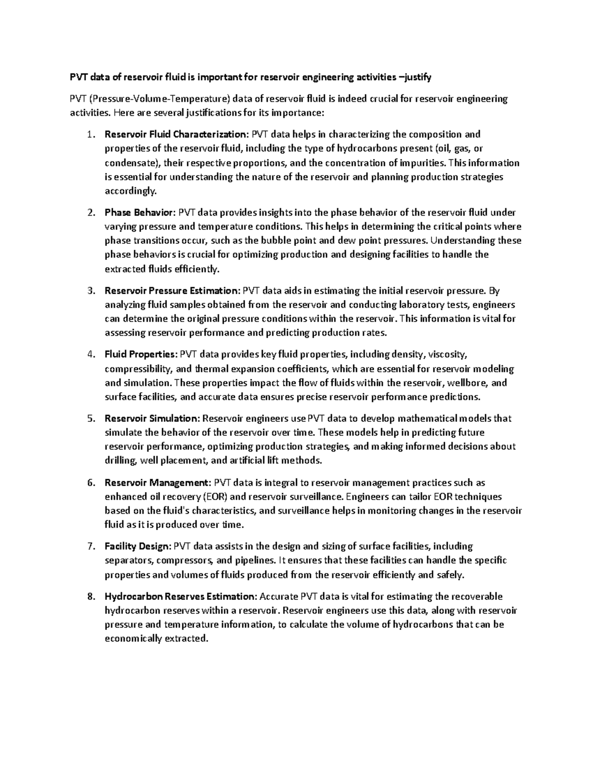 PVT data of reservoir fluid is important for reservoir engineering ...