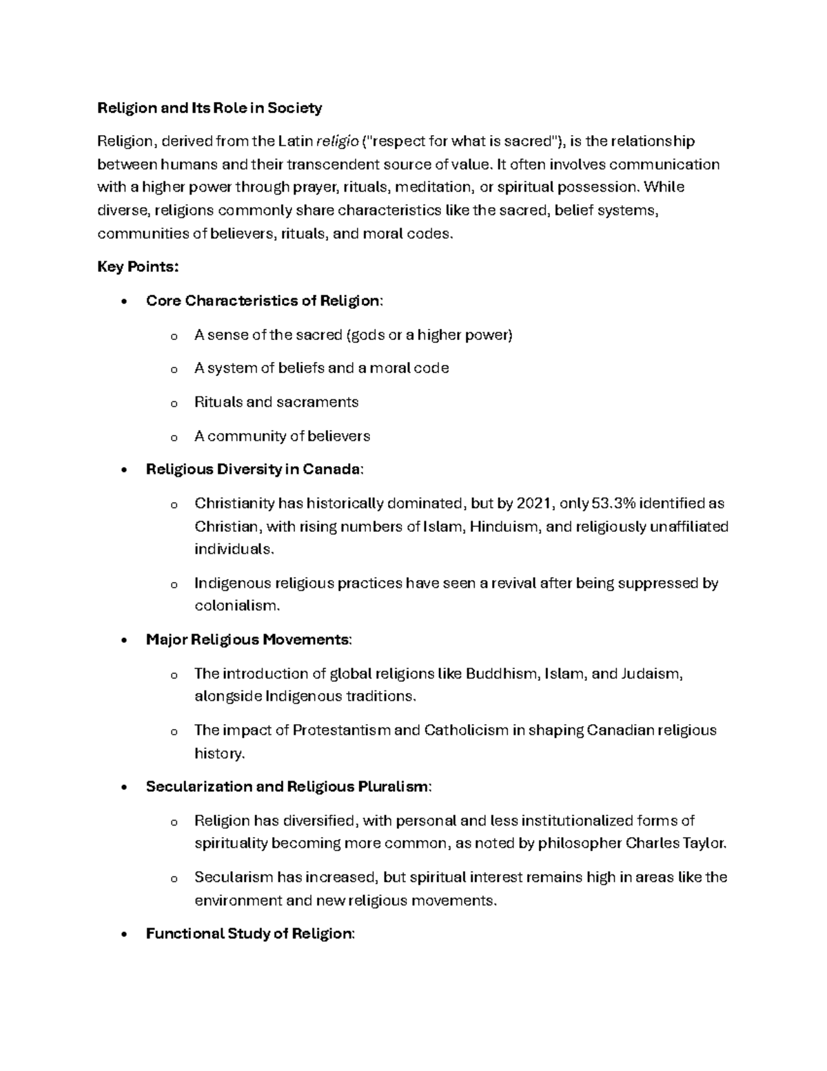 In-class activity 2 - 20% of the courses - Religion and Its Role in ...