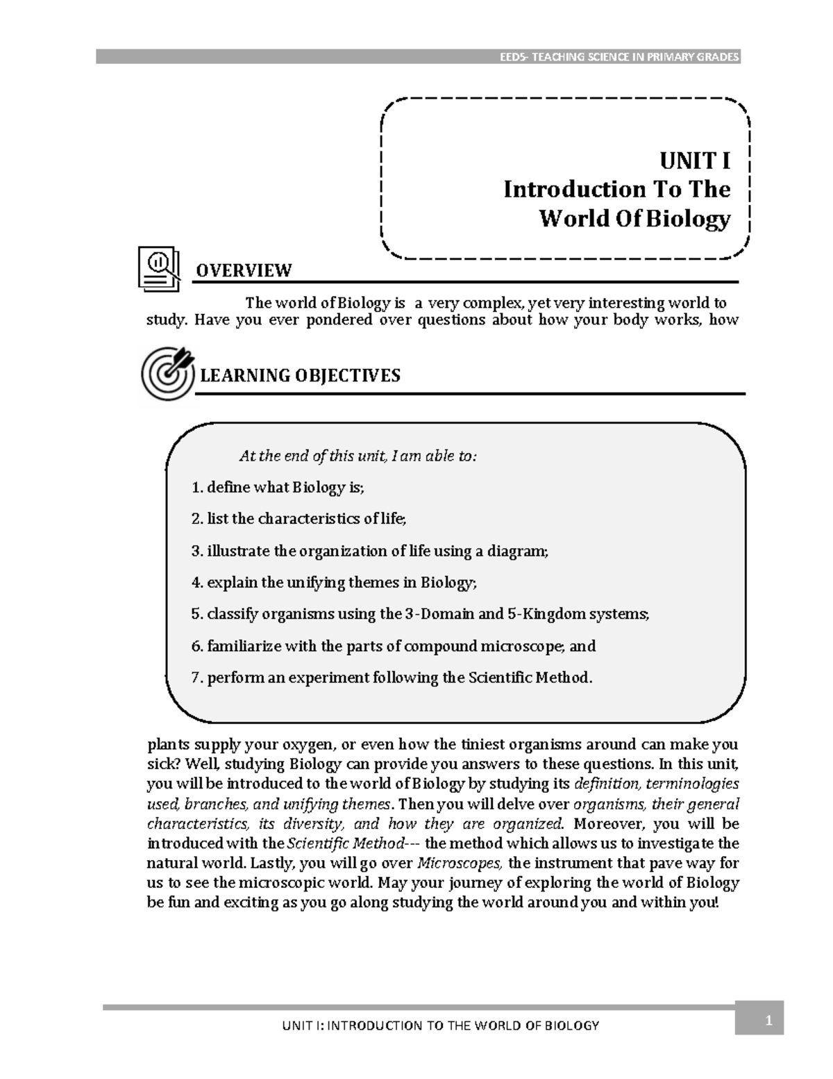 EED-5-unit-1 EDIT - EED 5 - UNIT I: INTRODUCTION TO THE WORLD OF ...