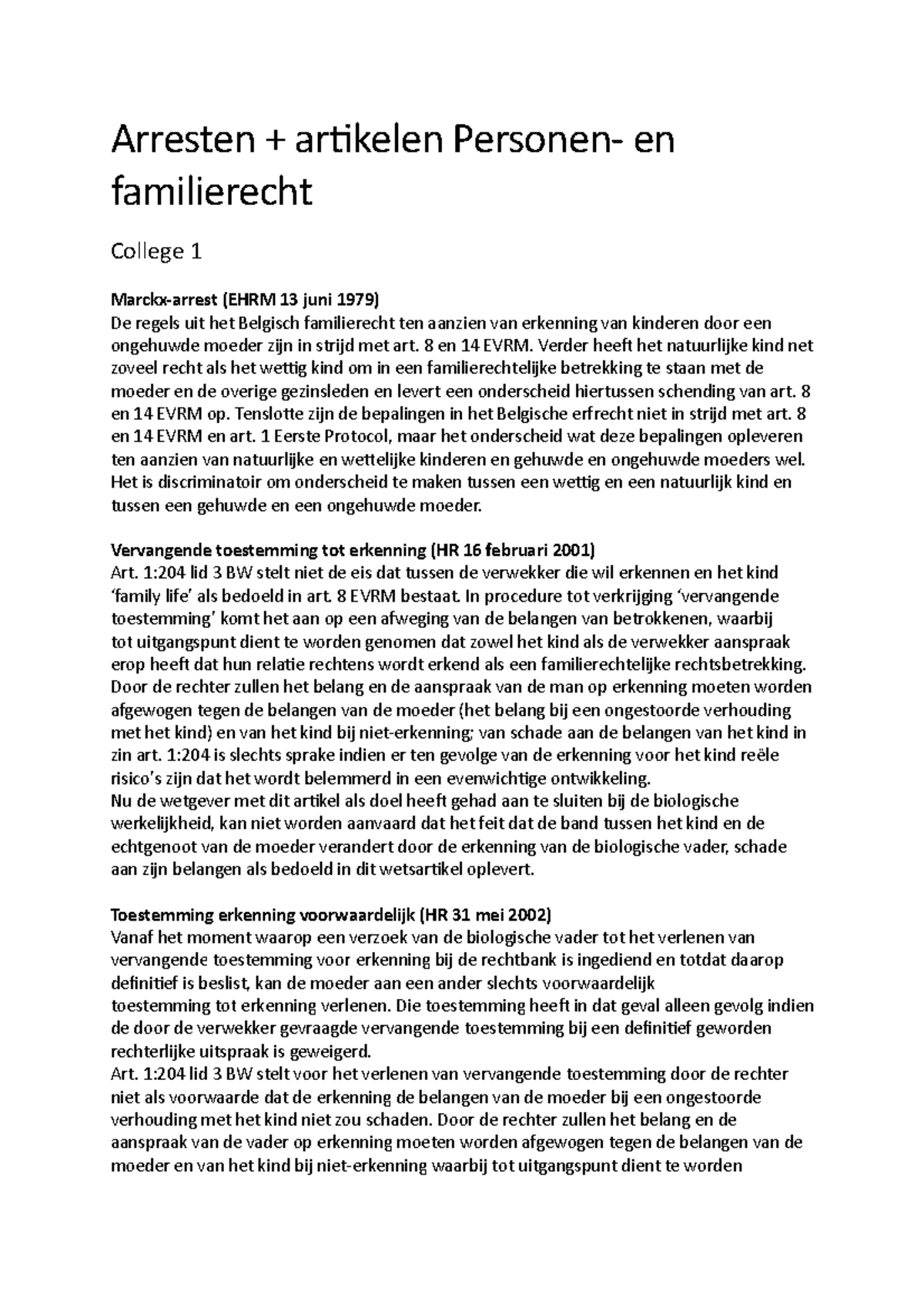 Arresten Personen- en familierecht - Arresten + artikelen Personen- en ...