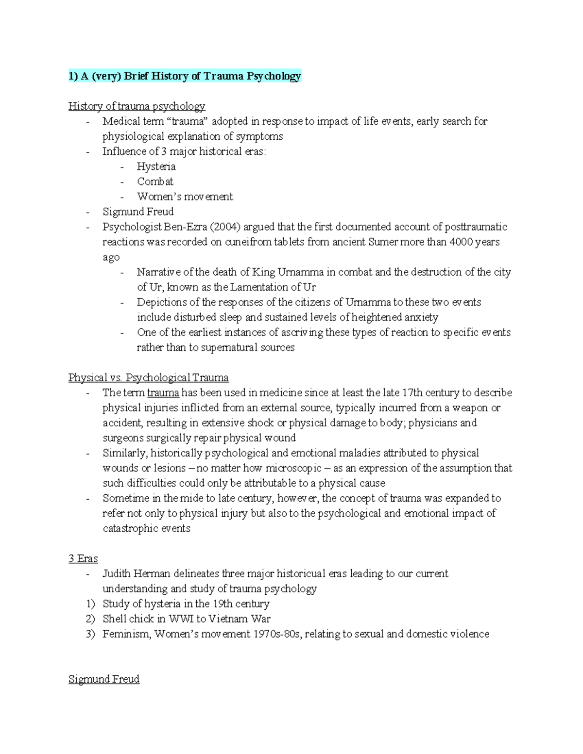 Introduction to Trauma Psychology - A (very) Brief History of Trauma ...