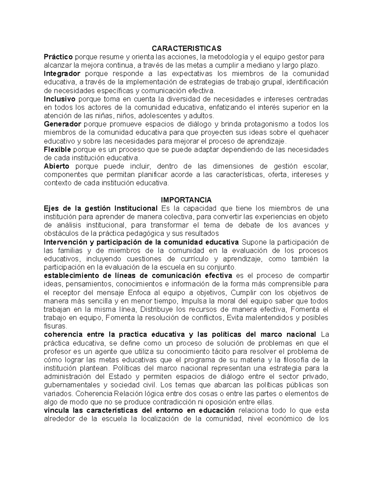 Administracion - administración educativa - CARACTERISTICAS Práctico ...