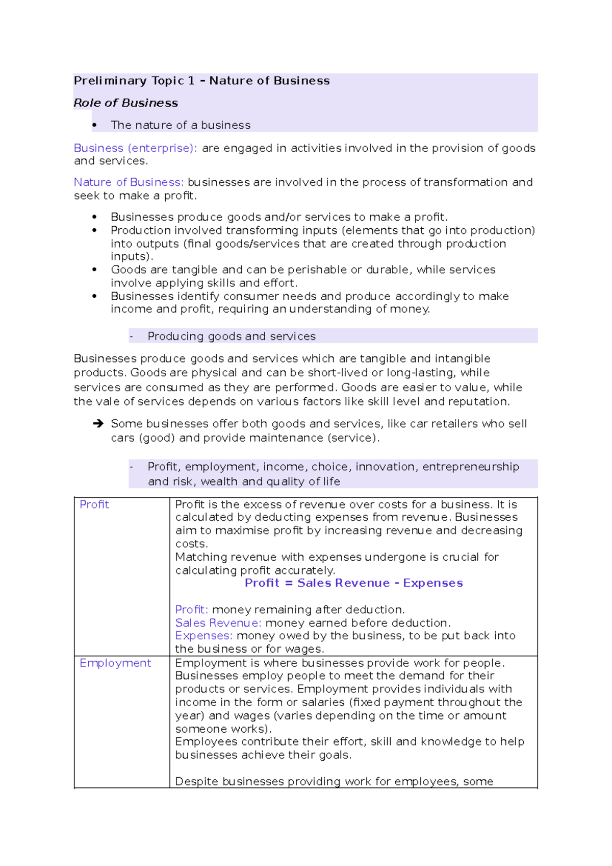 Preliminary Topic 1 - Nature of Business - Preliminary Topic 1 – Nature ...