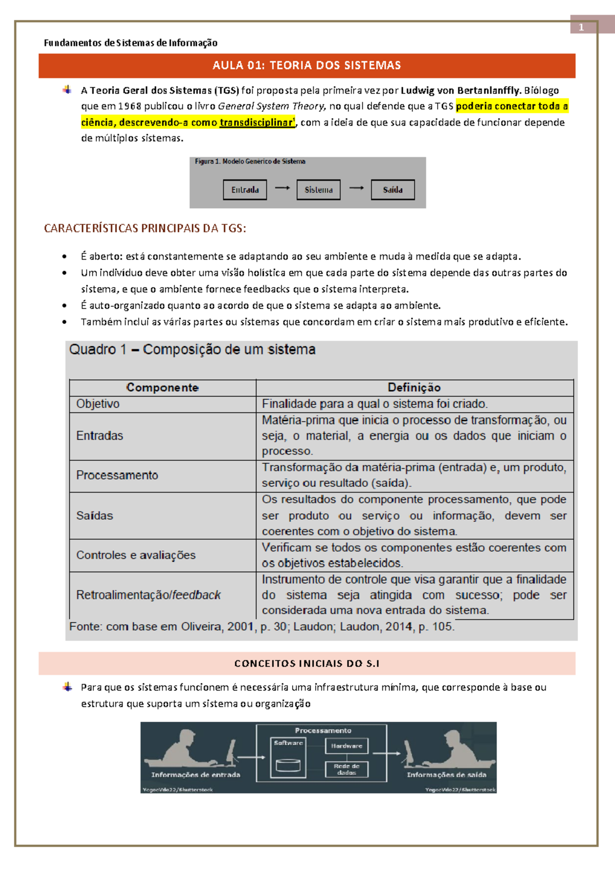 Fundamentos de sistemas de informação-aula-01a03 - Fundamentos de ...