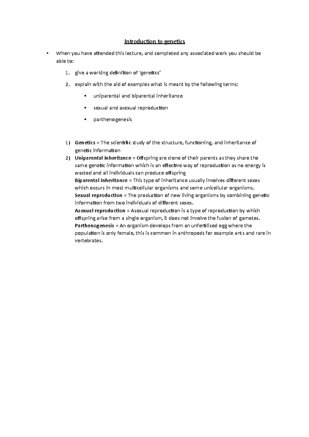 Introduction to genetics - Introduction to genetics When you have ...