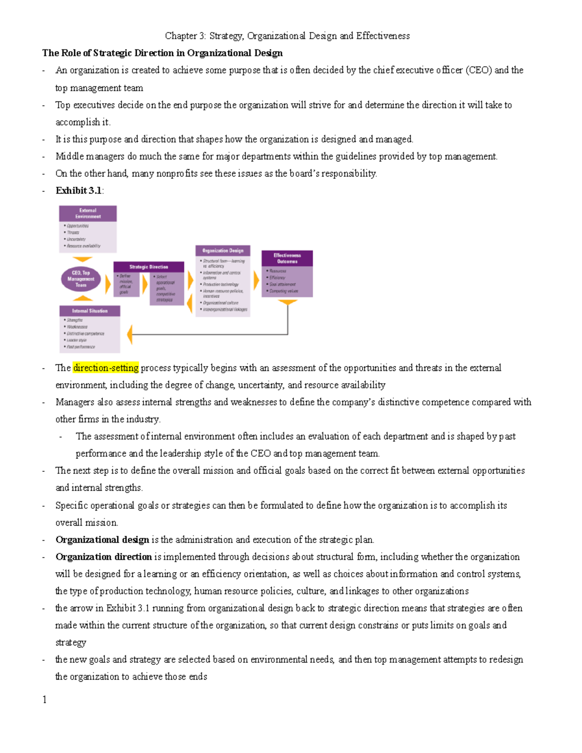 Chapter 3 Book - book notes - Chapter 3: Strategy, Organizational ...
