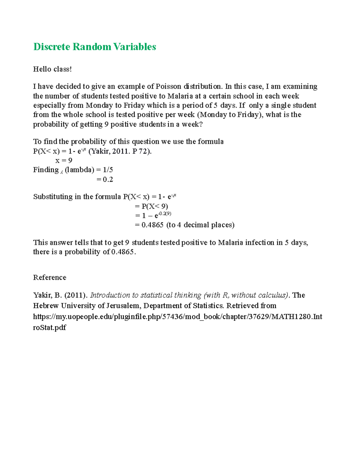 Discussion Post Unit 5 - Selection of my best coursework - Discrete ...