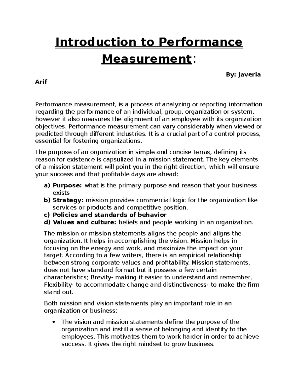 Introduction to Performance Measurement - Performance measurement can ...