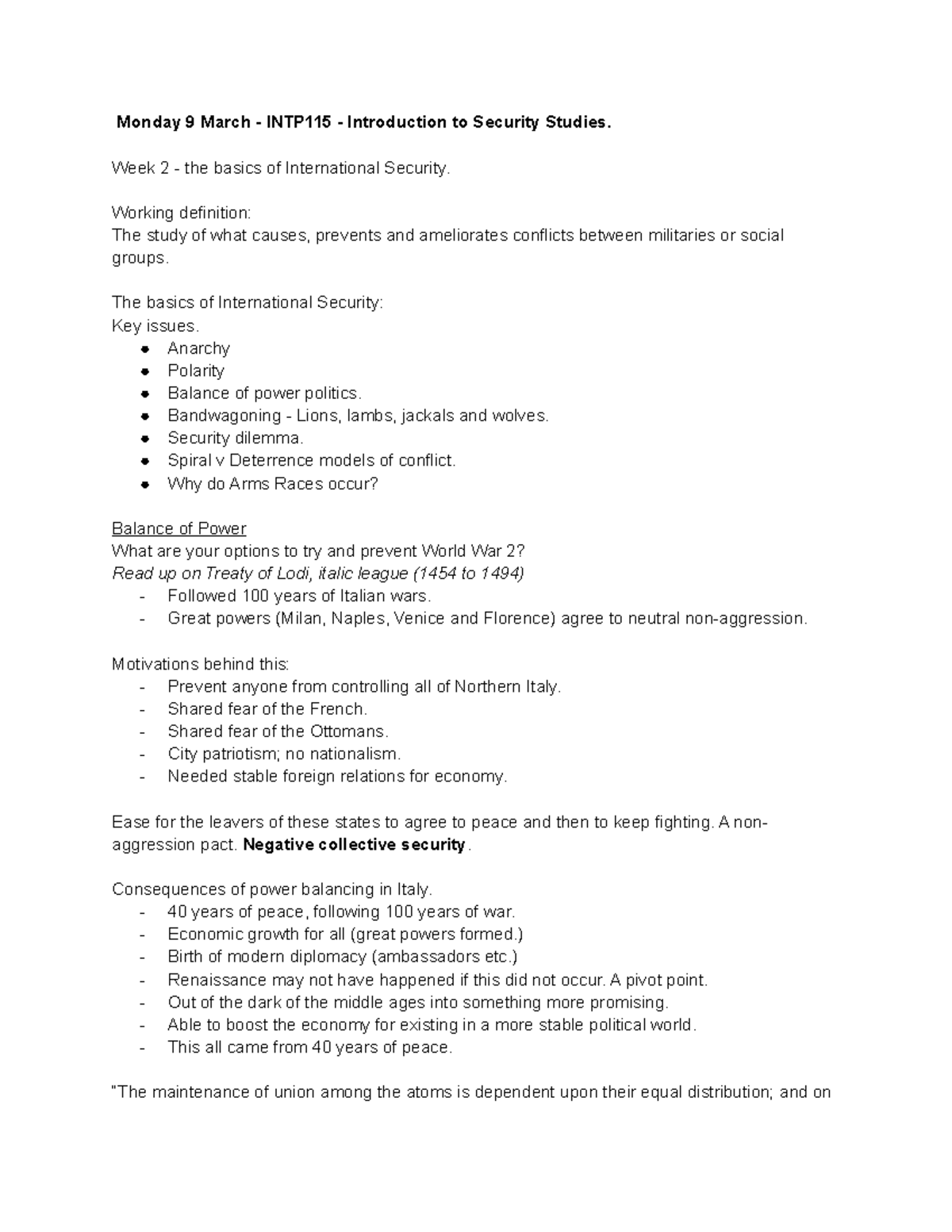 Lecture 3 INTP115 - Monday 9 March - INTP115 - Introduction to Security ...