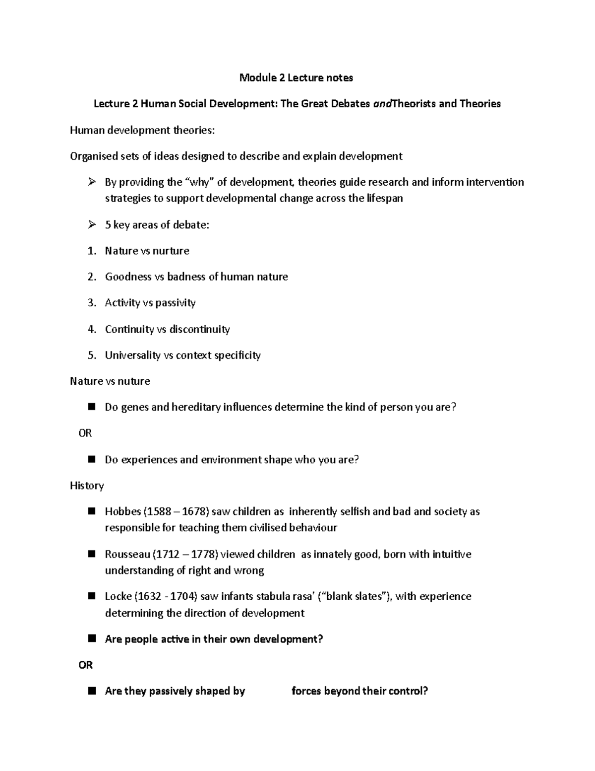 Lecture 2,3 and 4 - Module 2 Lecture notes Lecture 2 Human Social ...