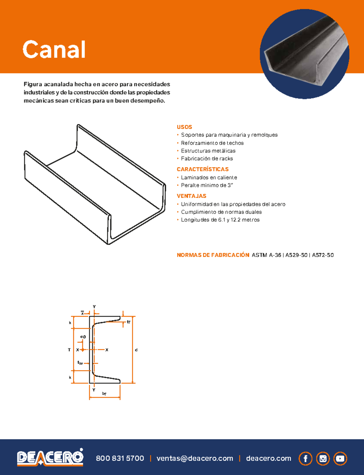 Canales estructurales deacero ficha tecnica - 800 831 5700 | ventas ...