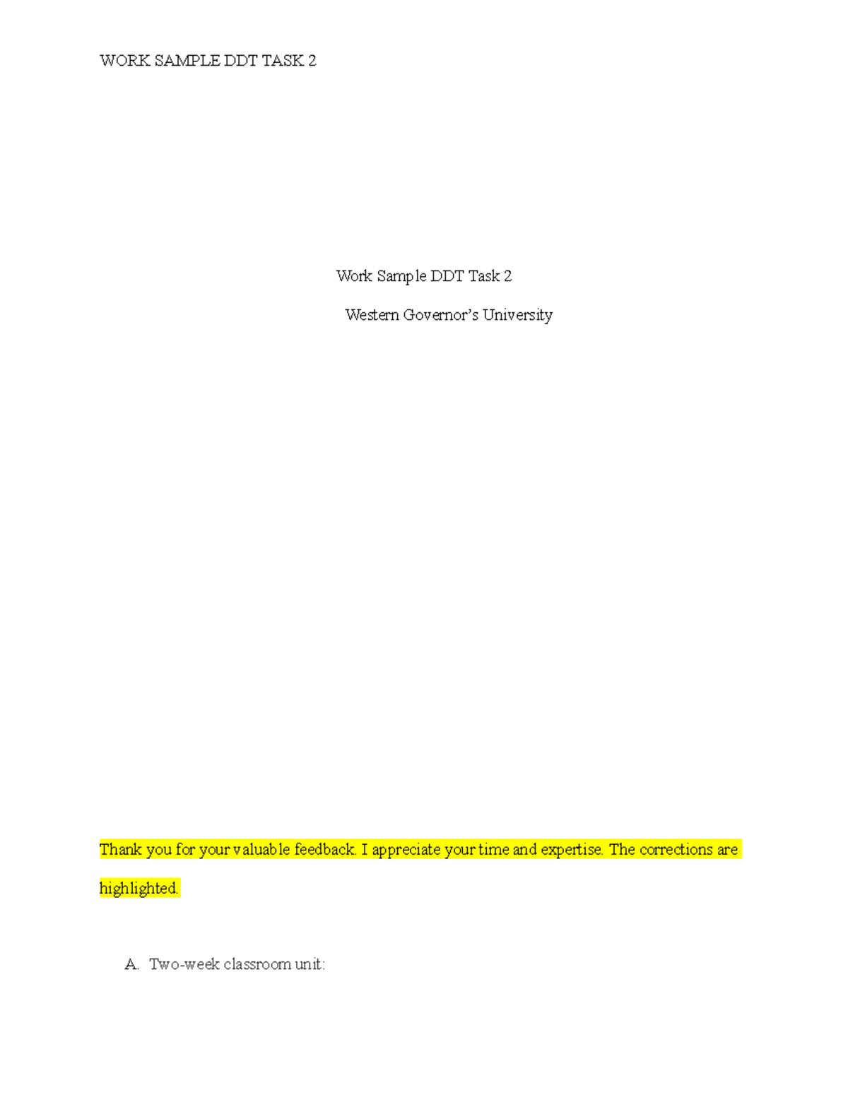 Shared Task 2 DTT 22 4-28-22 - Work Sample DDT Task 2 Western Governor ...