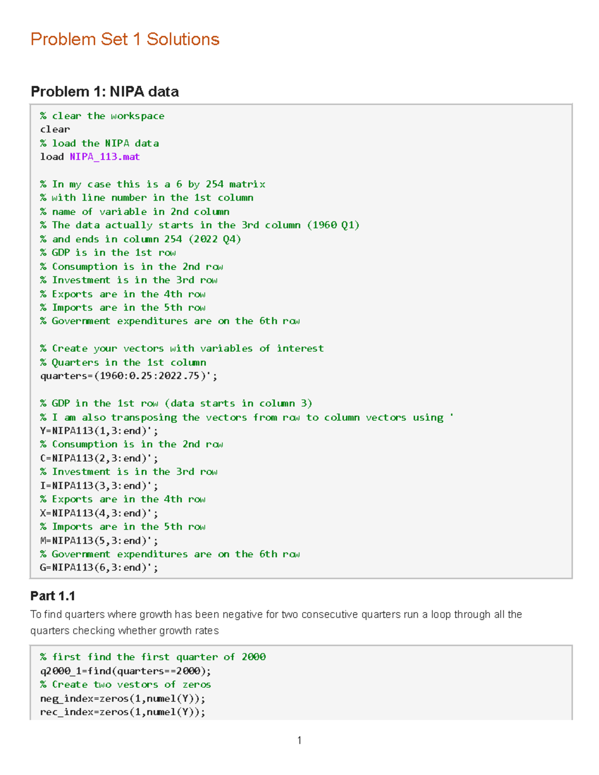 Sp23- PS1_Solutions - Problem Set 1 Solutions Problem 1: NIPA data ...