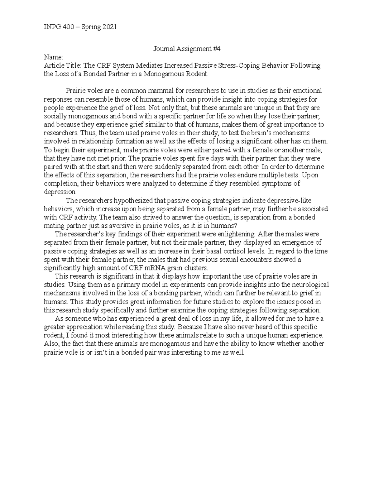 Journal Article 4 INPG 400 Spring 2021 Journal Assignment Name journal-article-4-inpg-400-spring-2021-journal-assignment-name