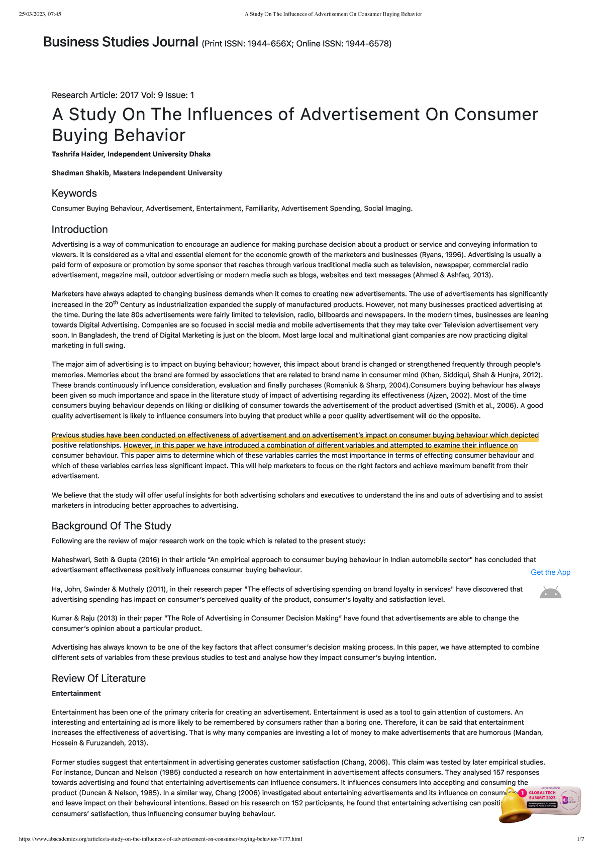 A Study On The Influences of Advertisement On Consumer Buying Behavior ...