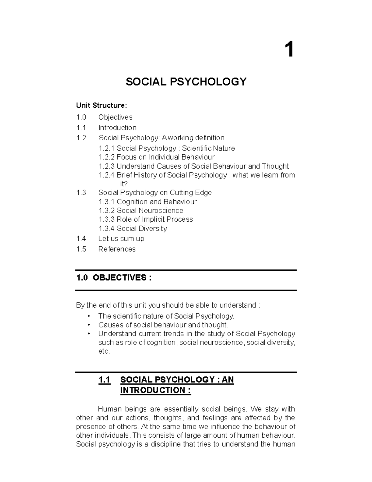 Social Psychology - 2 Social Psychology : Scientific Nature 1.2 Focus ...