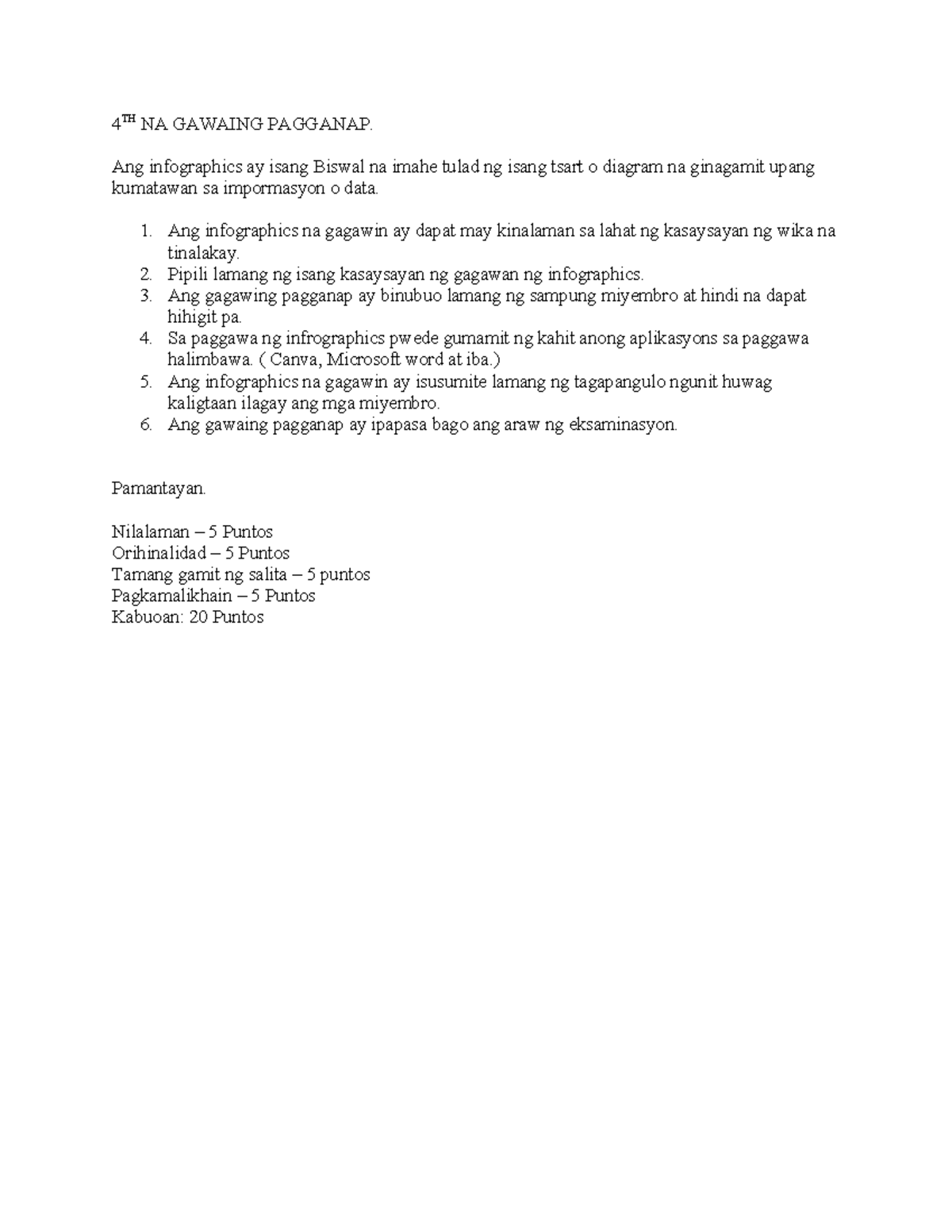 4TH NA Gawaing Pagganap - 4 TH NA GAWAING PAGGANAP. Ang infographics ay ...