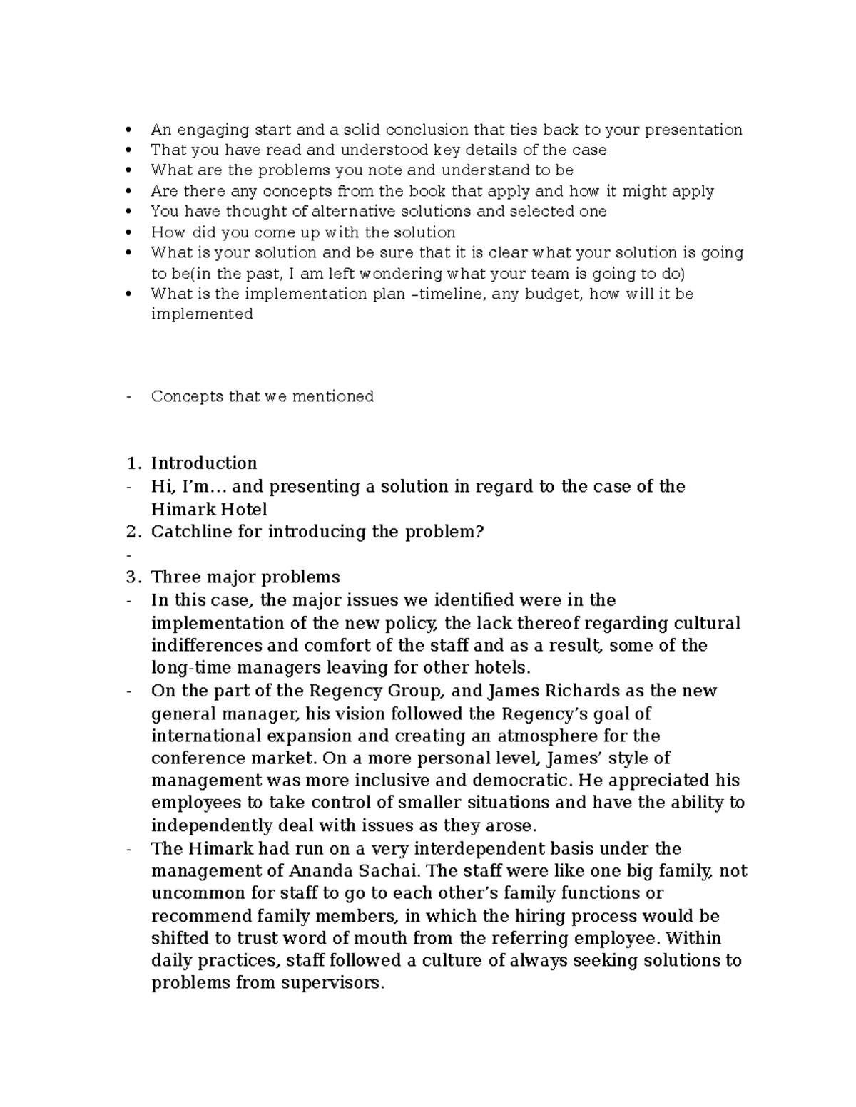 Business case report - presentation script - An engaging start and a ...