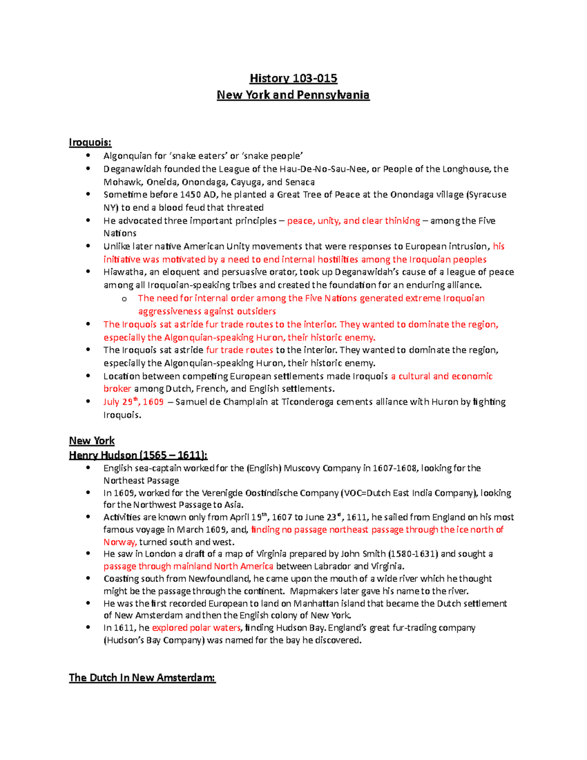 New York and Pennsylvaina - History 103- New York and Pennsylvania ...