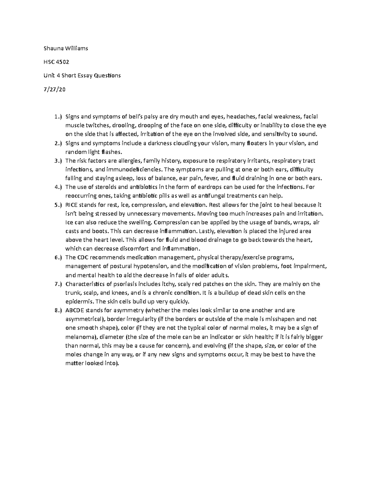 HSC 4502 Unit 4 Short Essay Questions - Shauna Williams HSC 4502 Unit 4 ...