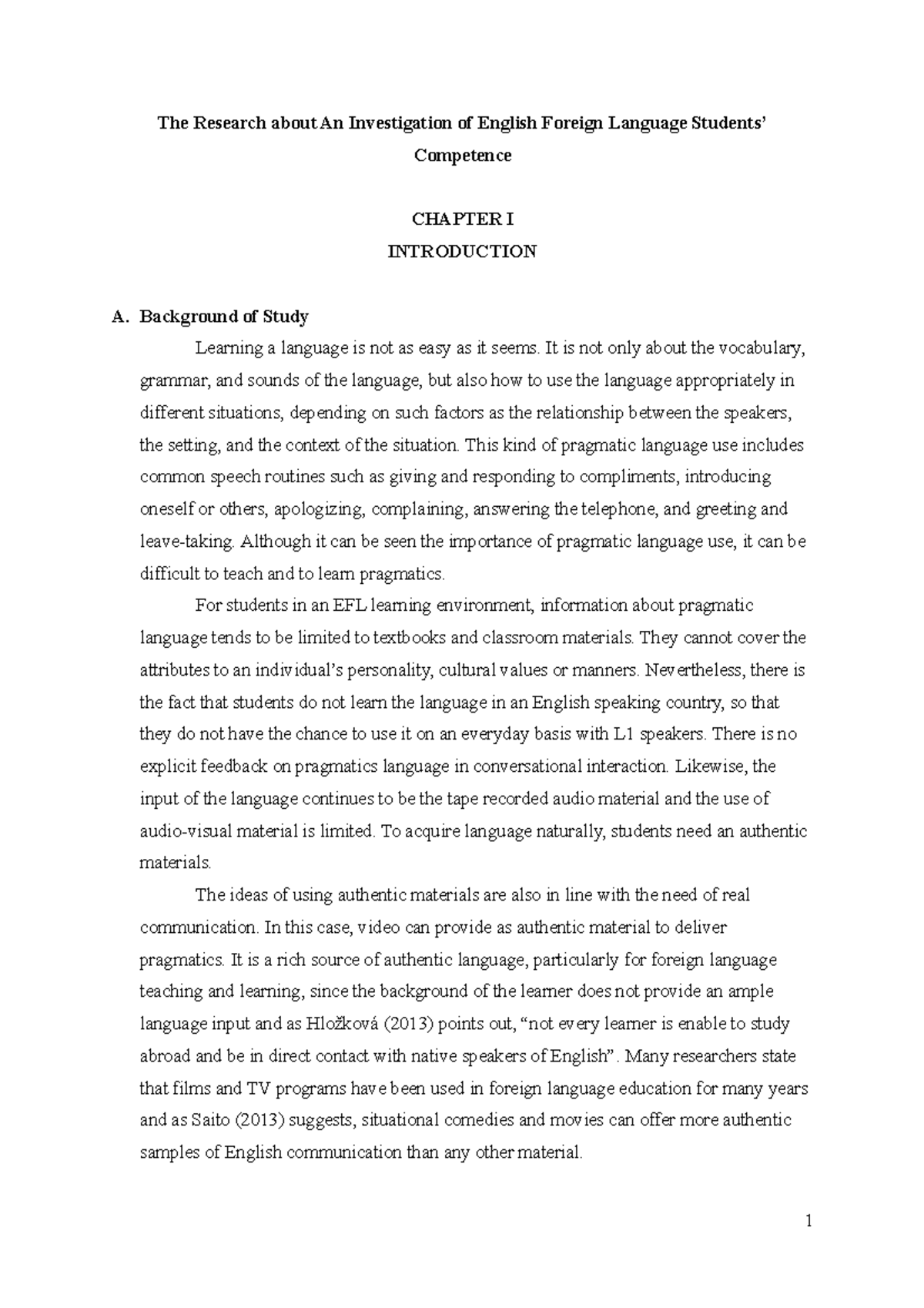 The Research about An Investigation of English Foreign Language ...