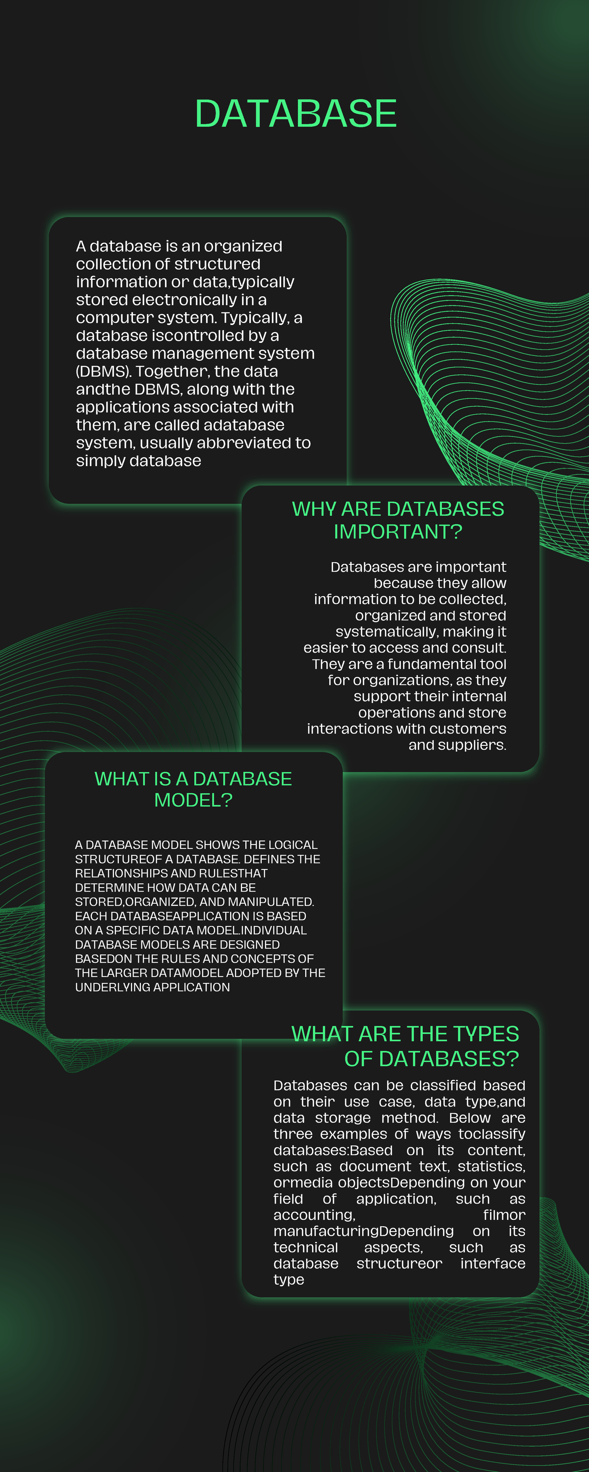 Database - A database is an organized collection of structured ...