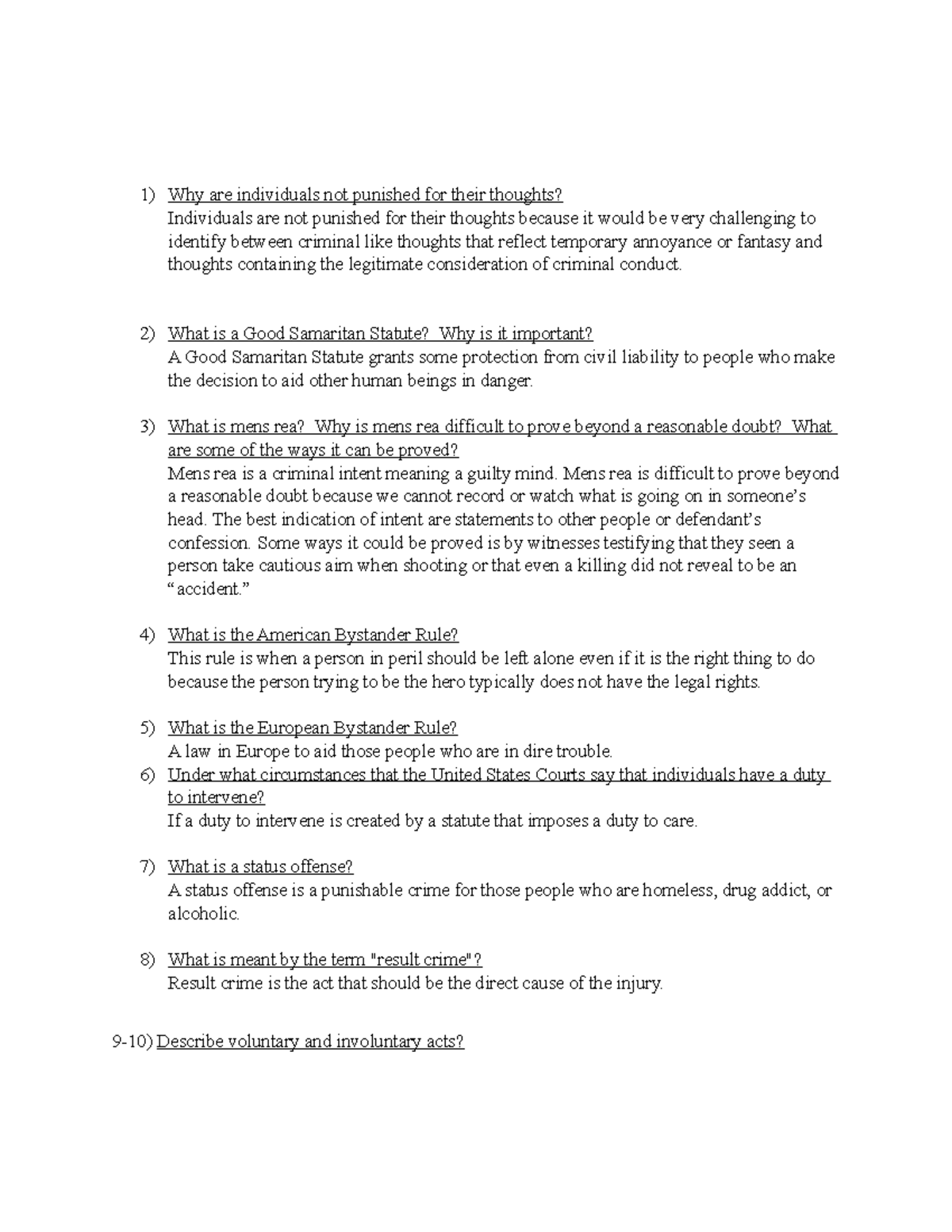 Writing Assignment for Module 2 - Why are individuals not punished for their thoughts ...