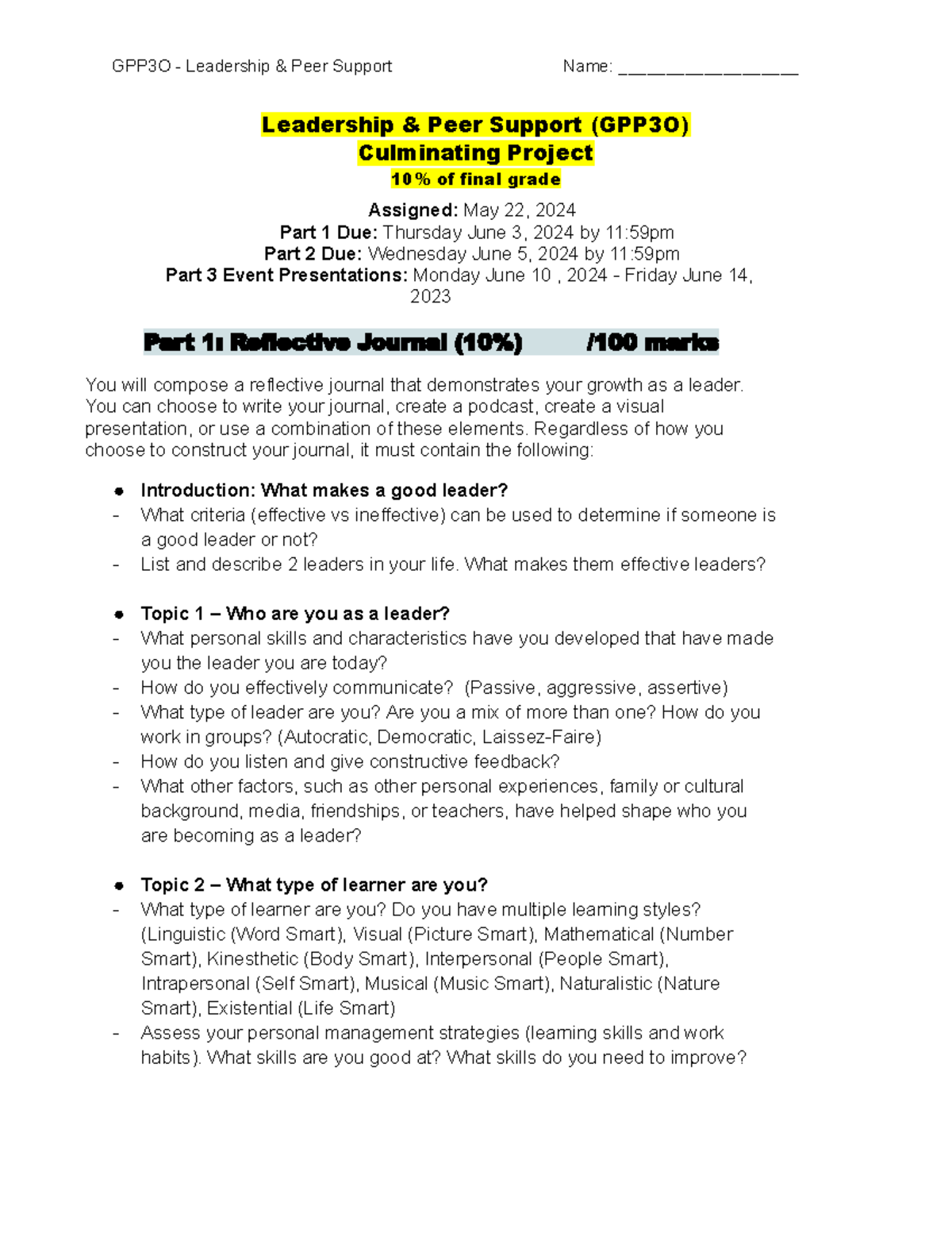 Culminating Project - Leadership & Peer Support - Leadership & Peer ...