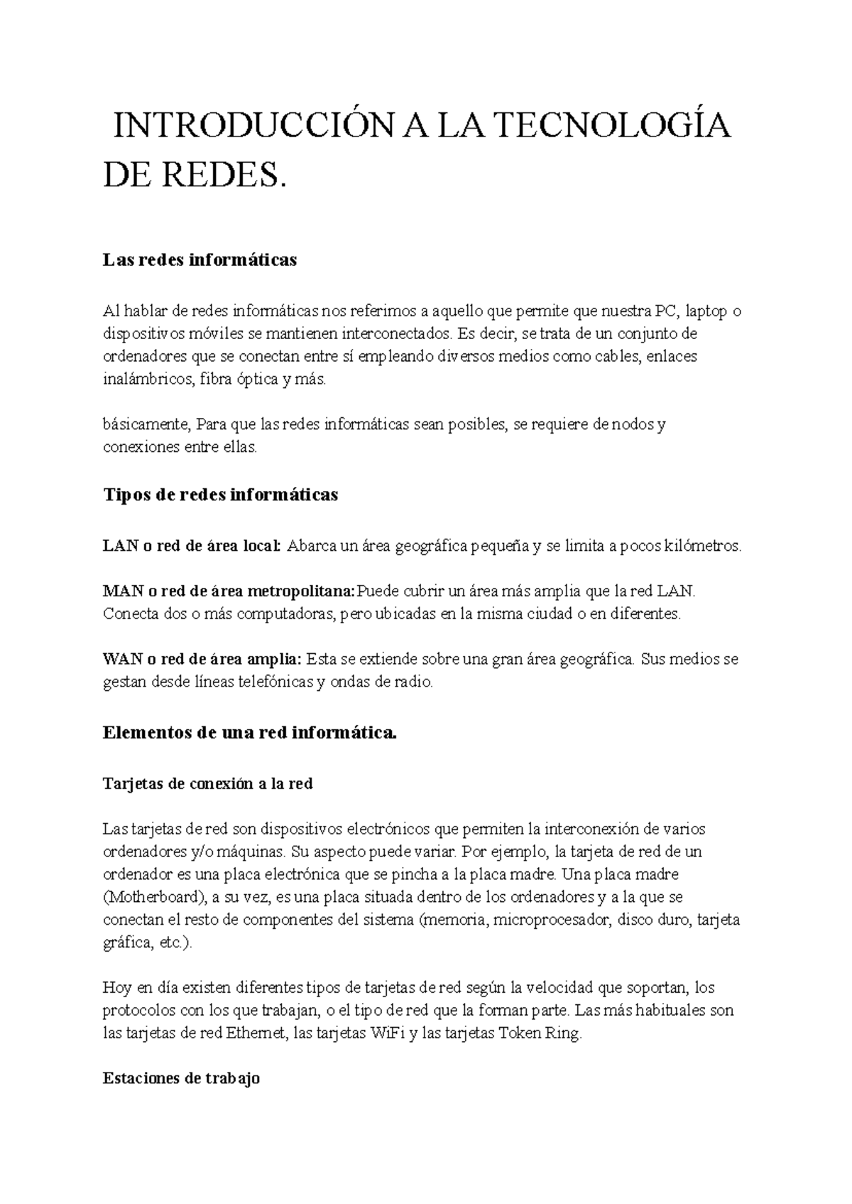 Introducción A LA Tecnología DE Redes - INTRODUCCIÓN A LA TECNOLOGÍA DE ...