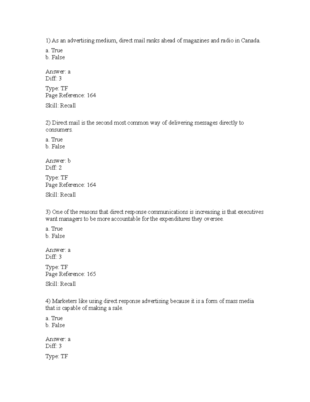 Chap 6 - TF - Quiz used for Midterm, Final exam - As an advertising ...