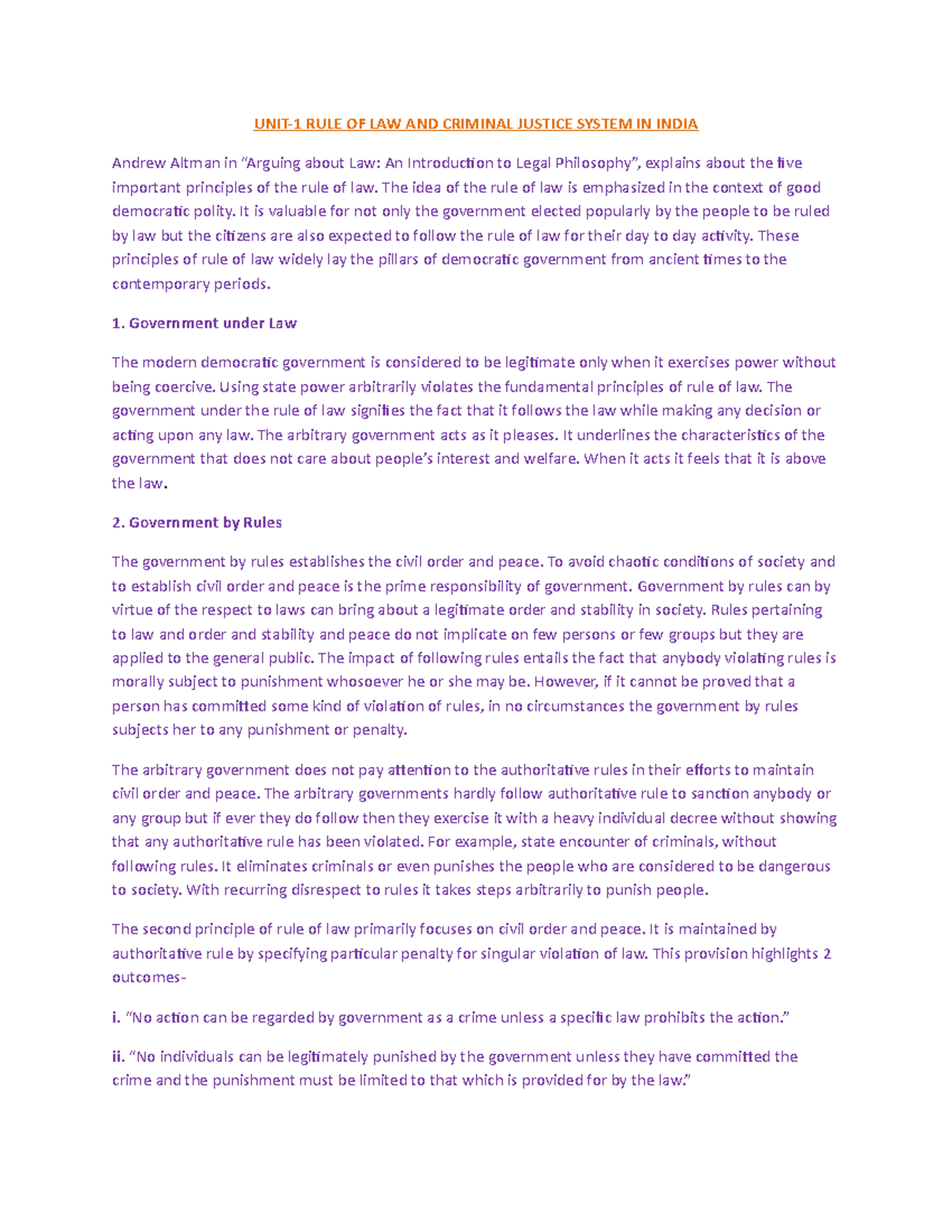 UNIT1 ylyr - unit 1 important notes of your laws your rights - UNIT-1 ...