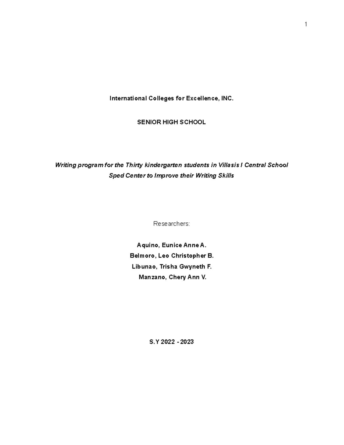 Research - Okay - International Colleges for Excellence, INC. SENIOR ...