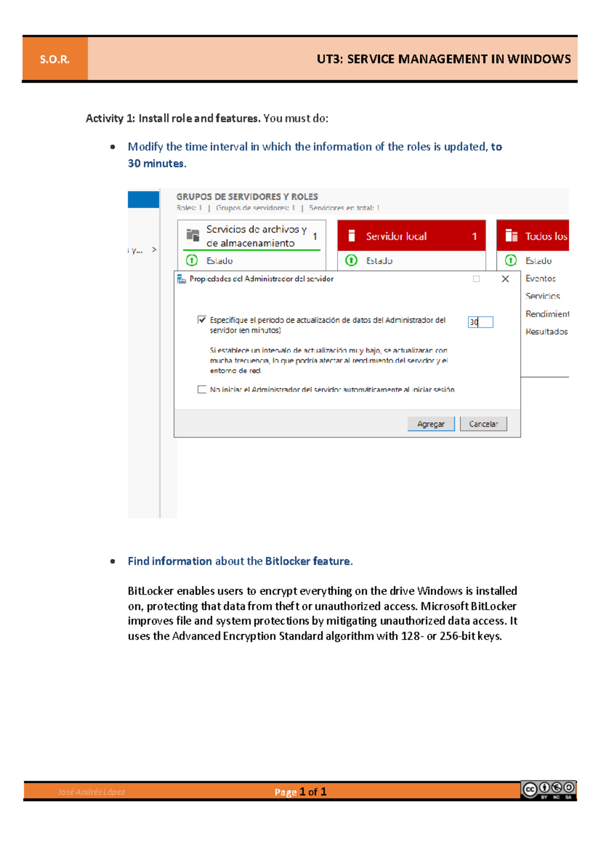 Activity 1 - Install role and features (2) - S.O. UT3: SERVICE ...