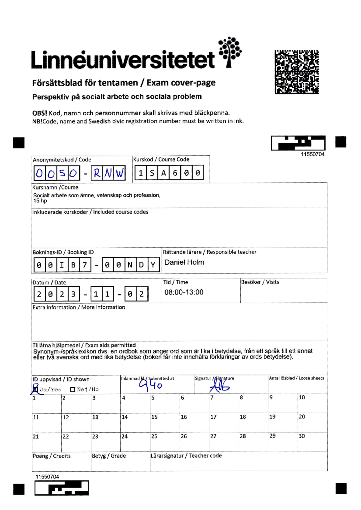 Tenta 1 - 1sa600 - Studocu