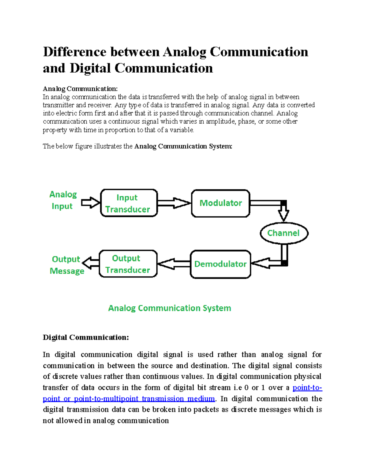 Computer network - Difference between Analog Communication and Digital ...